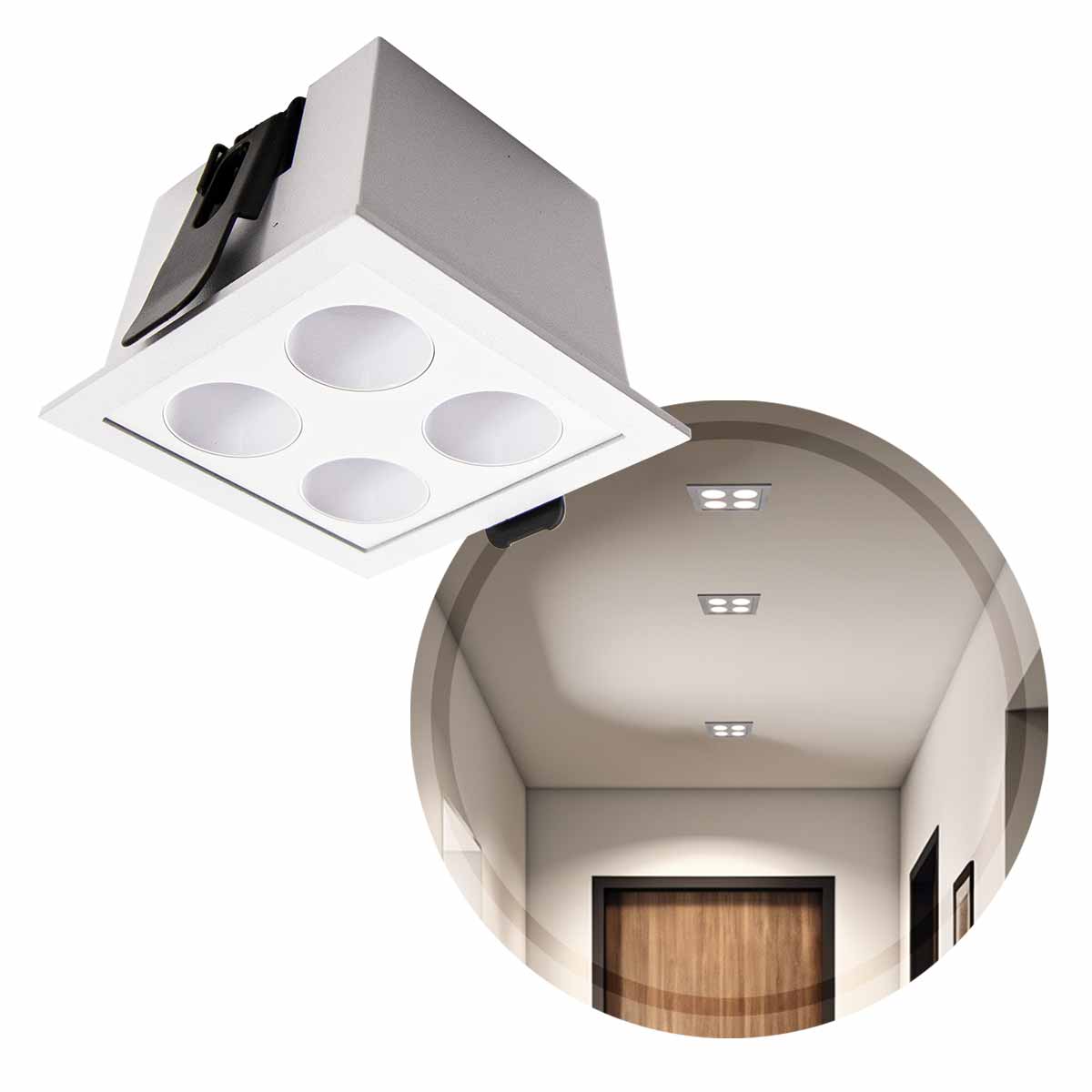 Spot LED Downlight POWERUS Embutir 8W 3000K 38° IRC90 6732 Nordecor ST