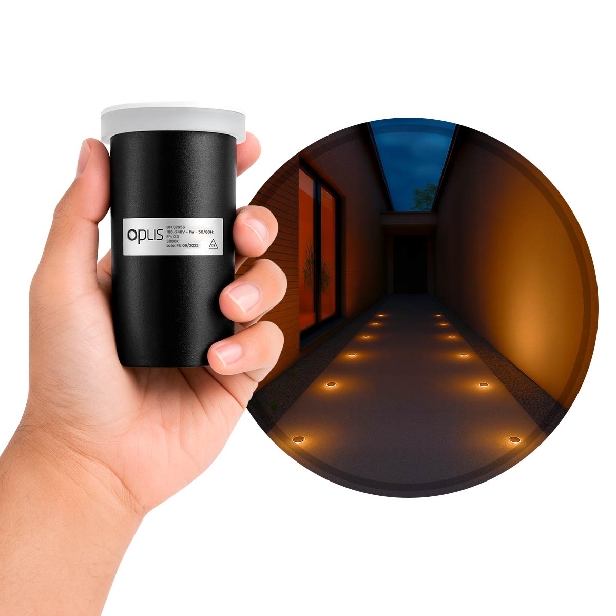 Balizador LED Pedri 1W Luz Quente IP65 Opus p/ Jardim Corredor Externo